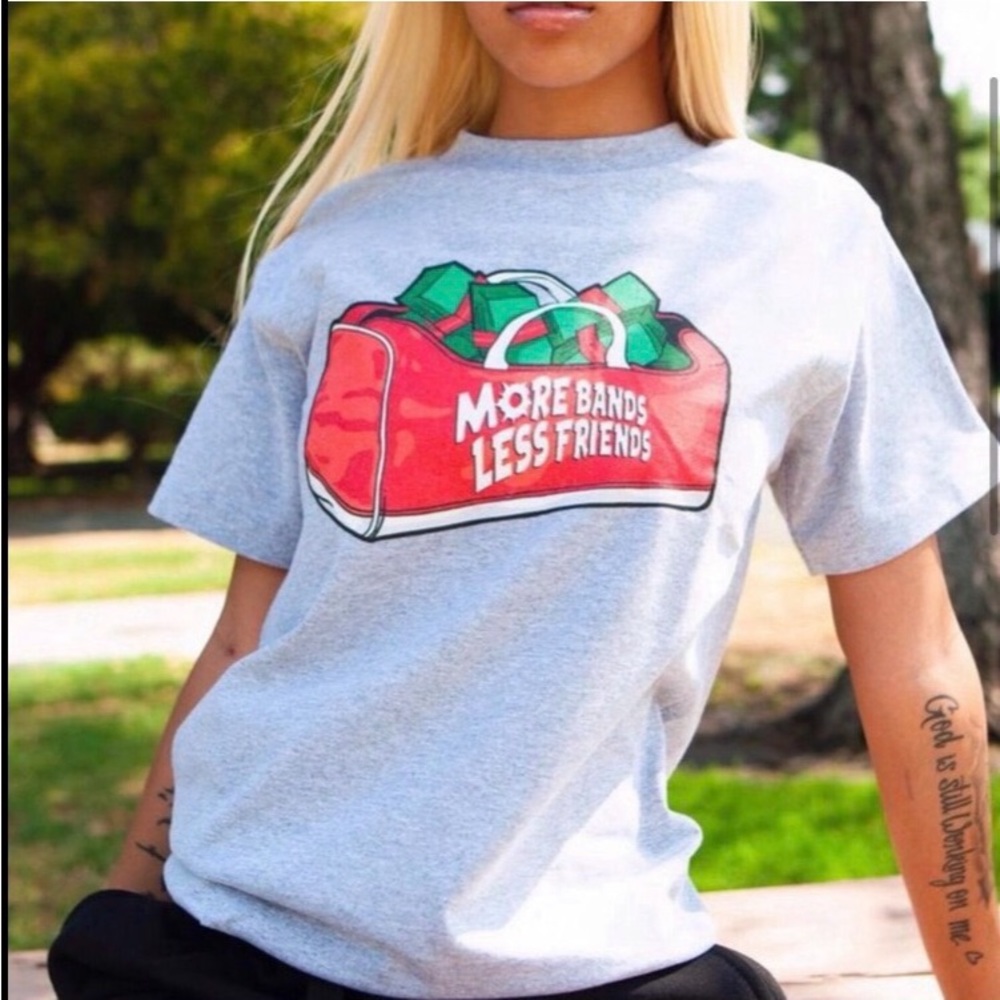 Rare Hp More Bands Less Friends Money Bag Shirt - Gem